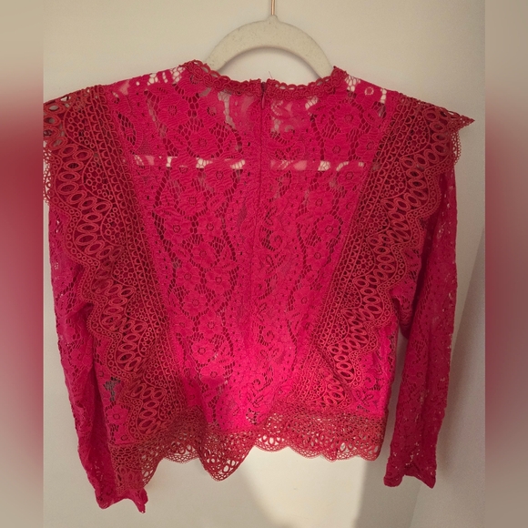 Suzy Shier | Tops | Suzy Shier Vibrant Pink Lace Blouse | Poshmark